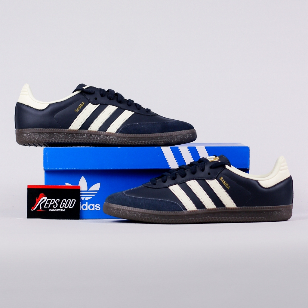 Jual Sepatu Adidas Samba OG Night Navy Cream White Gum Navy Gum Reps ...