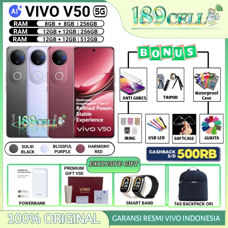 Jual VIVO V50 5G RAM 12/512 GB | VIVO V50 5G RAM 12/256 GB | VIVO V 50 5G GARANSI RESMI VIVO ...
