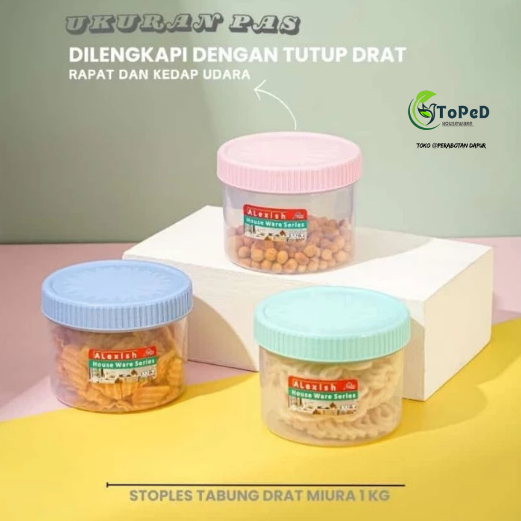 Jual Toples Dapur Serbaguna 1Kg / Toples Drat Bulat Kedap Udara Alexish ...
