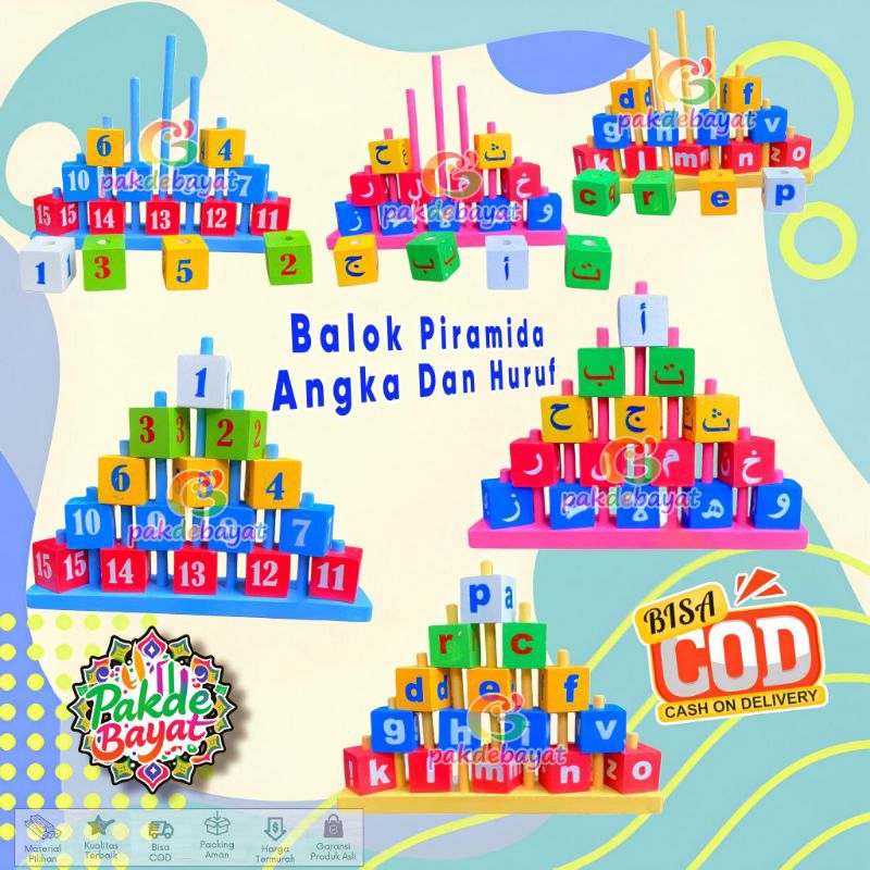 Jual ALAT PERAGA EDUKATIF ALAT PERMAINAN EDUKATIF MAINAN BALOK PIRAMIDA ...