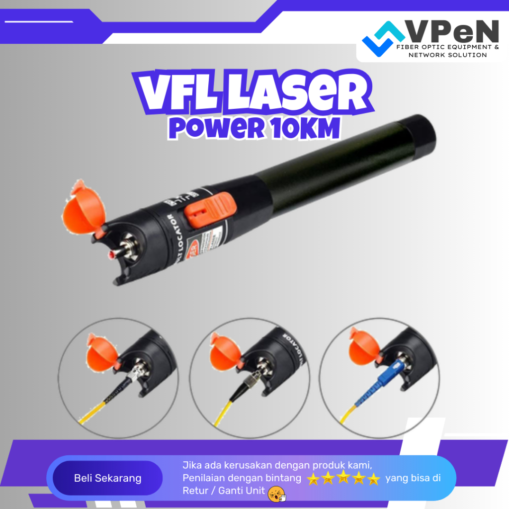Jual VFL 10 KM LASER SENTER KABEL TESTER 10MW FIBER OPTIK | Shopee ...