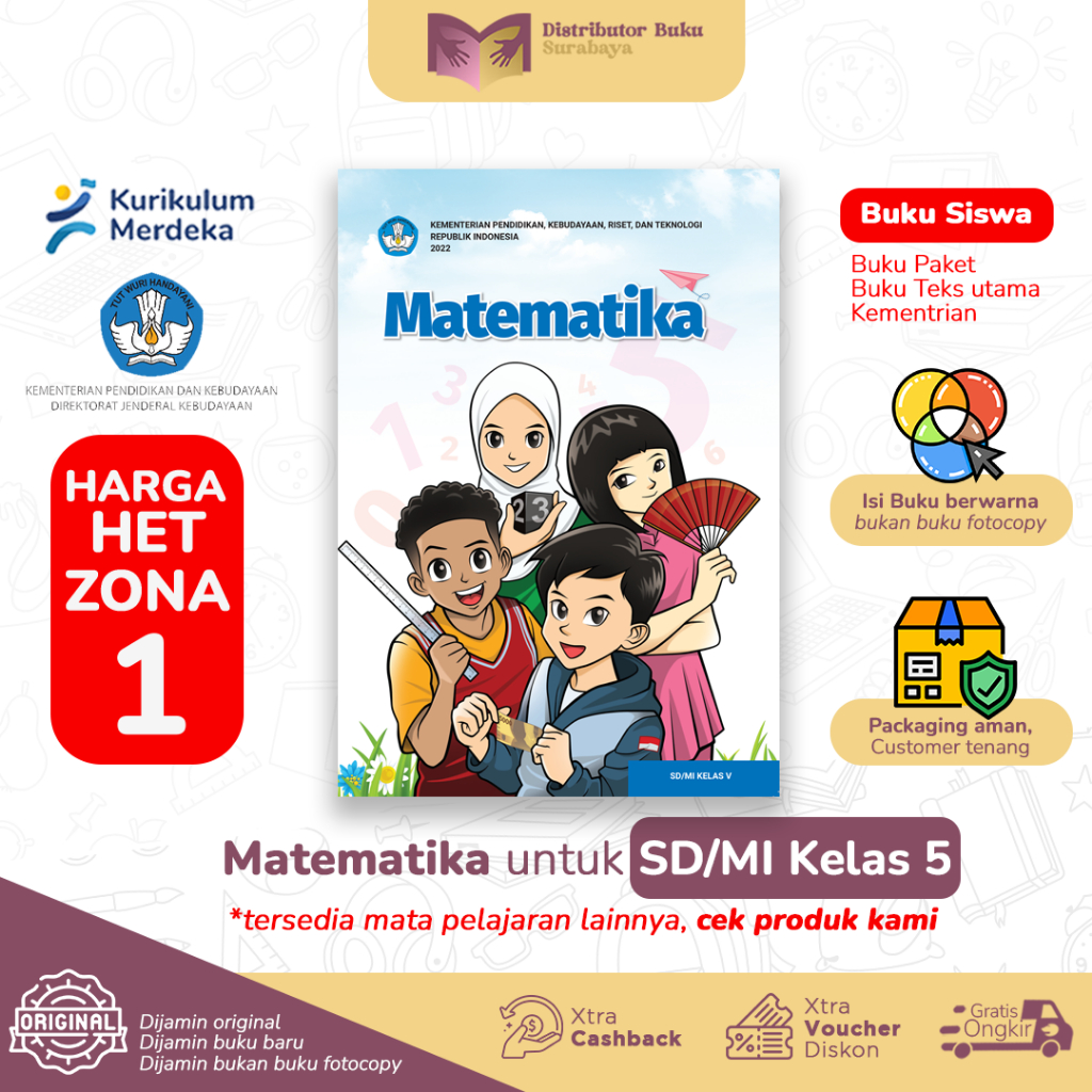 Jual Buku Matematika Kelas 5 SD - Buku Paket Siswa - Kurikulum Merdeka ...