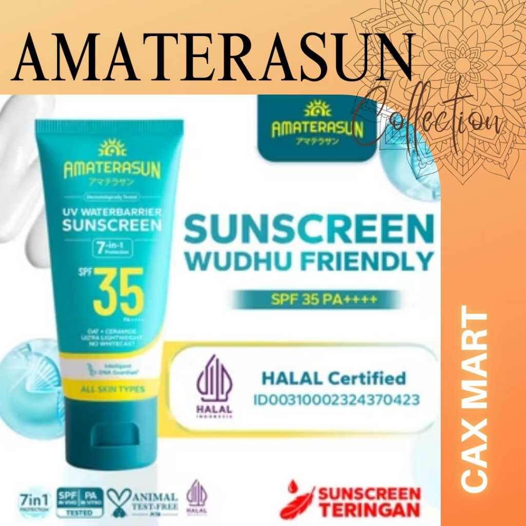Jual AMATERASUN UV Water Barrier SPF 35 PA++++ Sunscreen Wudhu Friendly | Shopee Indonesia