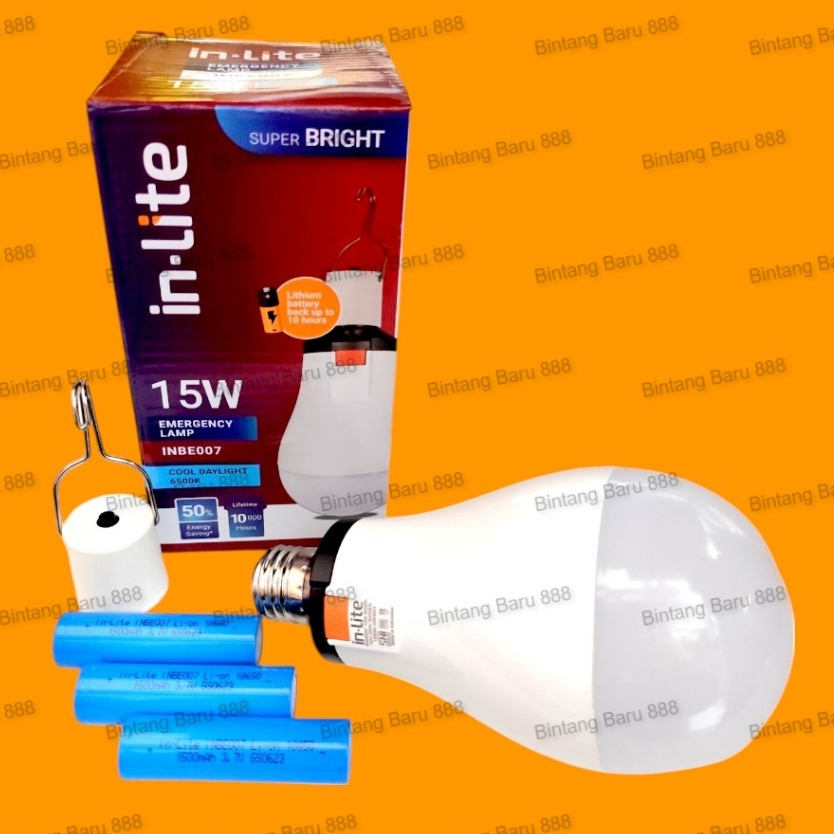 Jual InLite Lampu Emergency LED + Hanger + Battery INBE007 - 15watt Bohlam Putih 15 watt ...
