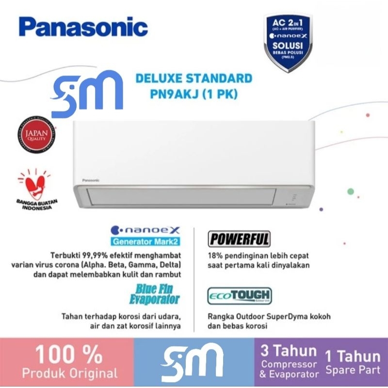 Jual AC Panasonic 1 PK CS-PN9AKJ PN9 9AKJ Blue Fin Nanoe Deluxe ...