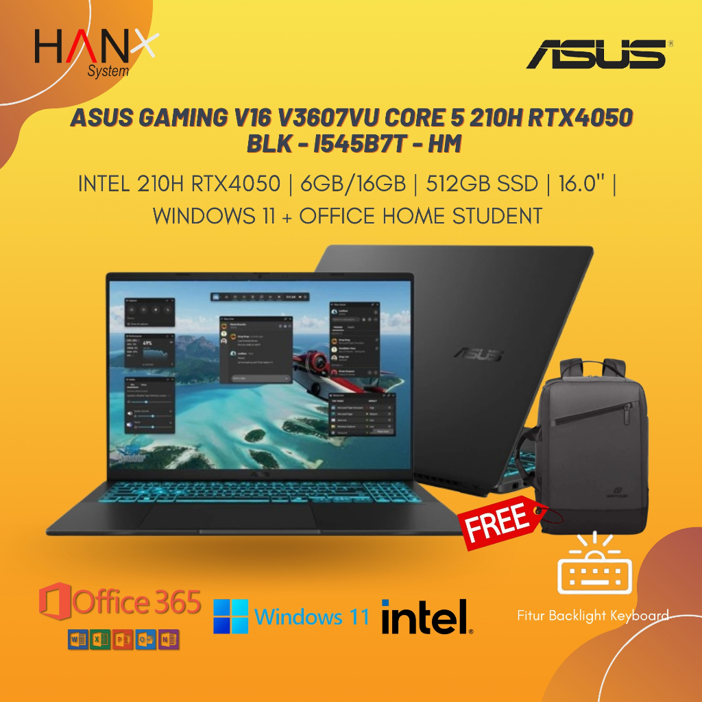 Jual ASUS GAMING V16 V3607VU CORE 5 210H RTX4050 6GB/ 16GB 512GB W11 ...