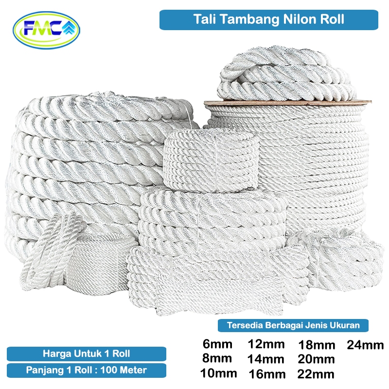 Jual Tali Tambang Besar Nilon Ukuran 14mm 16mm 18mm 20mm 22mm 24mm Per ...