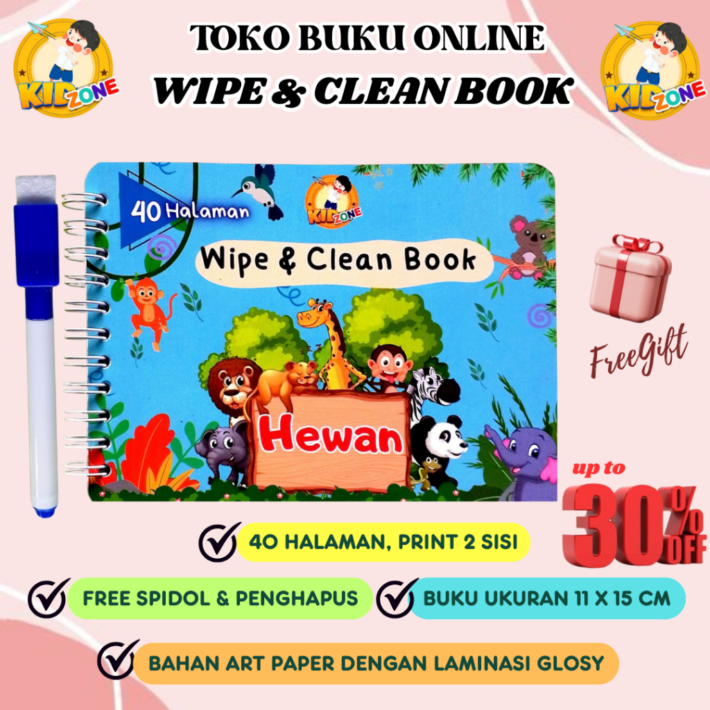Jual KIDZONE - WIPE AND CLEAN BOOK - HEWAN Buku Anak Belajar Menulis ...