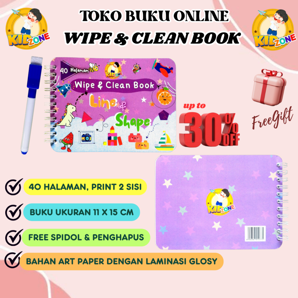 Jual KIDZONE - WIPE AND CLEAN BOOK - LINE AND SHAPE Buku Anak Belajar ...