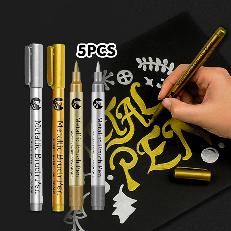 Jual 5pcs Spidol Emas Dan Silver Pulpen Tinta Emas Perak Marker Gold ...