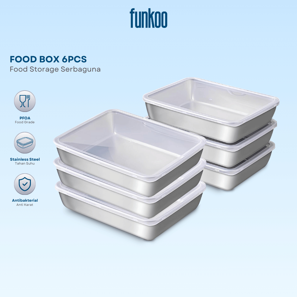Jual Funkoo Food Box Stainless Steel + Tutup Wadah Makanan Serbaguna ...