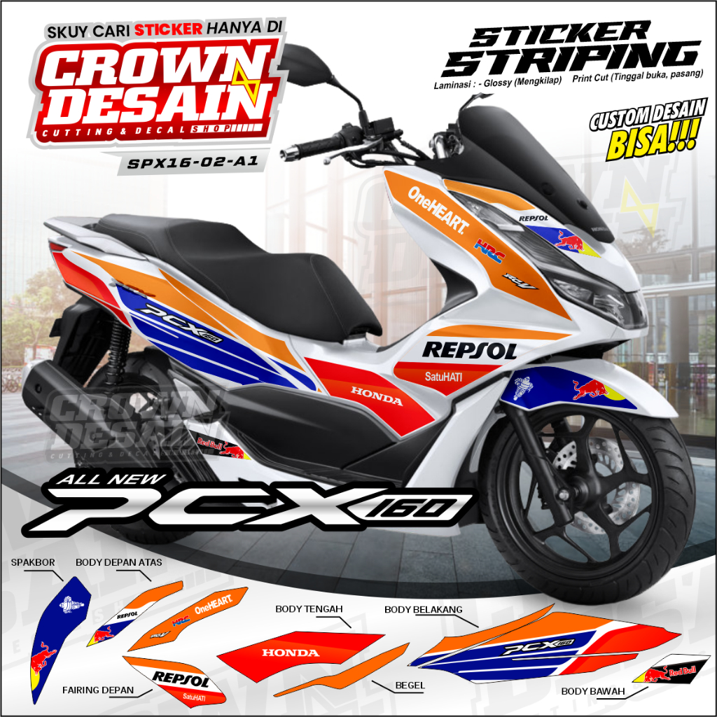 Jual striping honda pcx 160 new, decal striping pcx 160, striping pcx ...