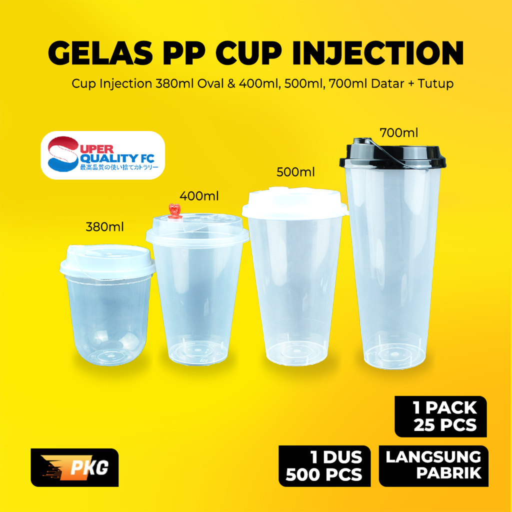 Jual Gelas Thinwall Oval 380ml 12oz / Datar 400ml 14oz / 500ml 16oz & 700ml 24oz / PP Cup ...