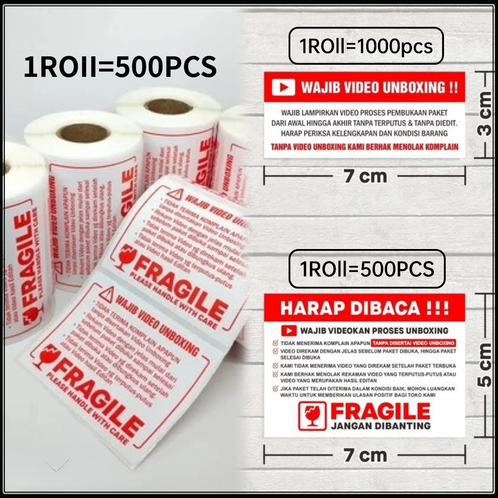 Jual Label Sticker Unboxing Fragile BLUEPRINT 7 x 5 cm / 7 x 3 cm isi ...
