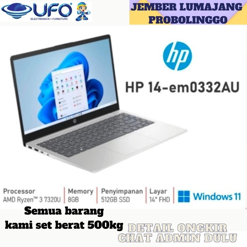 Jual LAPTOP HP 14-EM0333AU AMD Ryzen 3 7320U (up to 4.1 GHz max boost ...