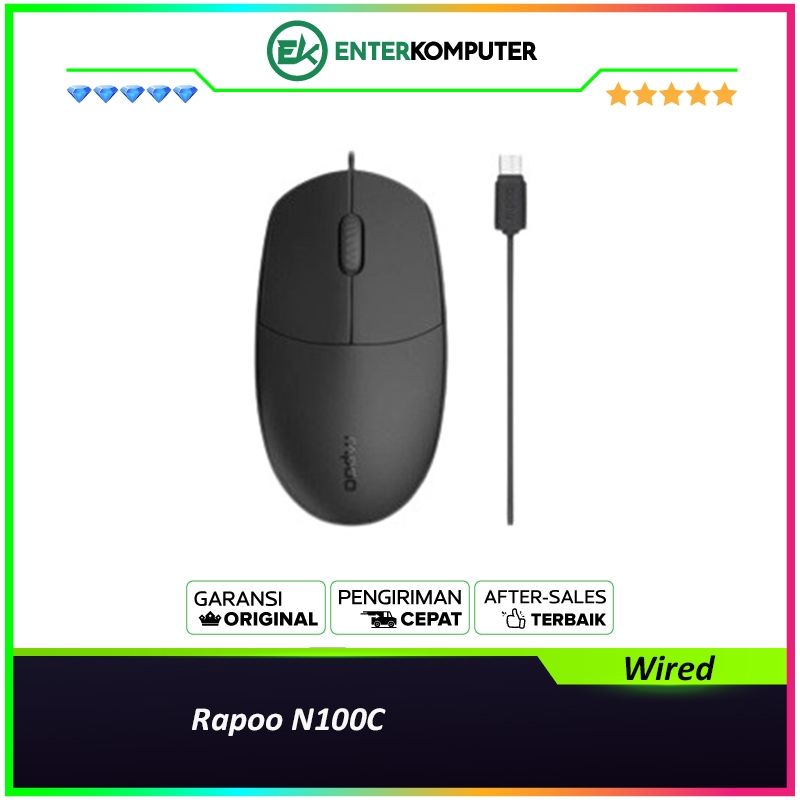 Jual Rapoo N100C Wired Optical Mouse | Shopee Indonesia