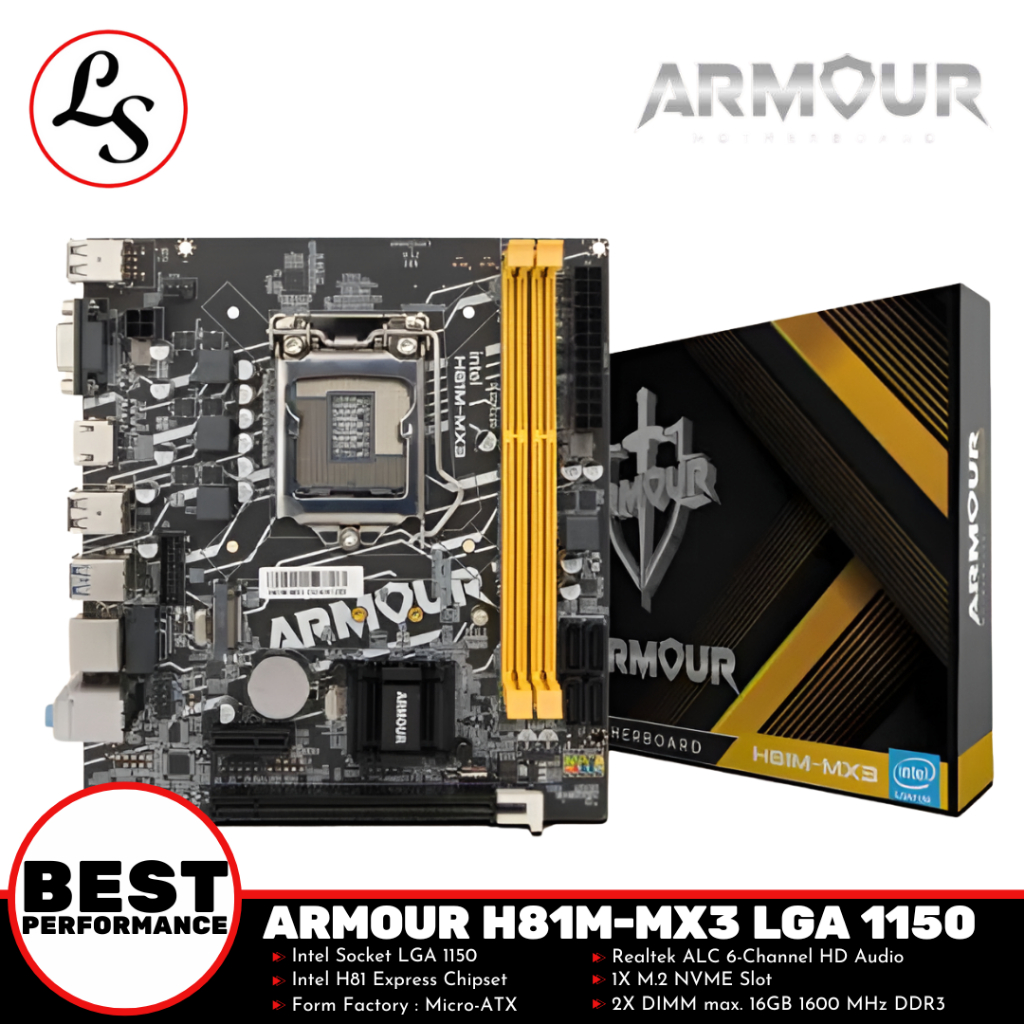 Jual ARMOUR MOTHERBOARD H81M-MX3 LGA 1150 DDR3 | Shopee Indonesia