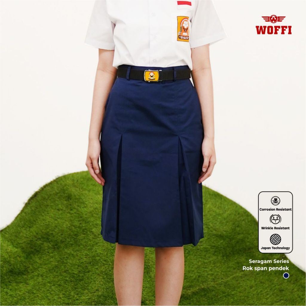 Jual Seragam SMP Woffi Rok Span Biru | Shopee Indonesia