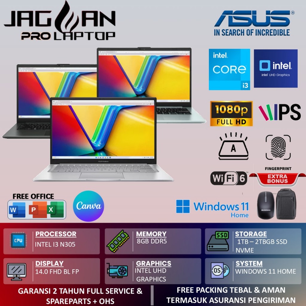 Jual ASUS VIVOBOOK GO 14 E1404GA FHD351 INTEL I3 N305 8GB 512GB 14.0 ...