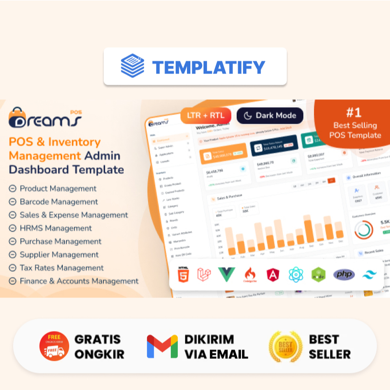 Jual DreamsPOS v2.0.6 - POS & Inventory Management Admin Dashboard Template Website | Shopee ...