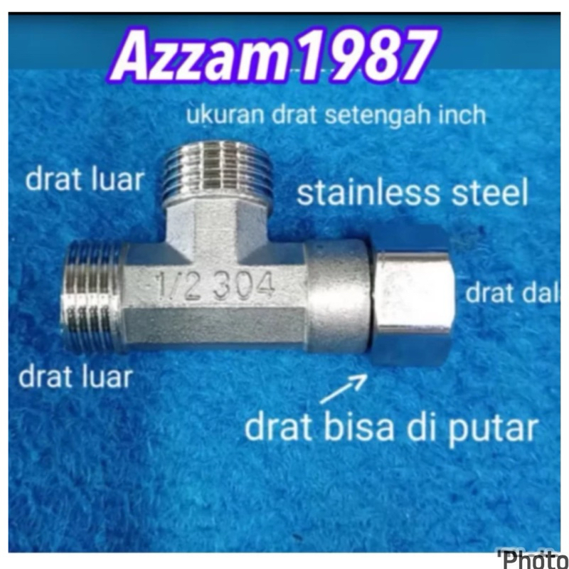Jual NEPEL T DRAT SAMBUNGAN KLOSET TEE DRAT HIDUP 1/2 İNC SUS 304/ nepel Kran bathub panas ...