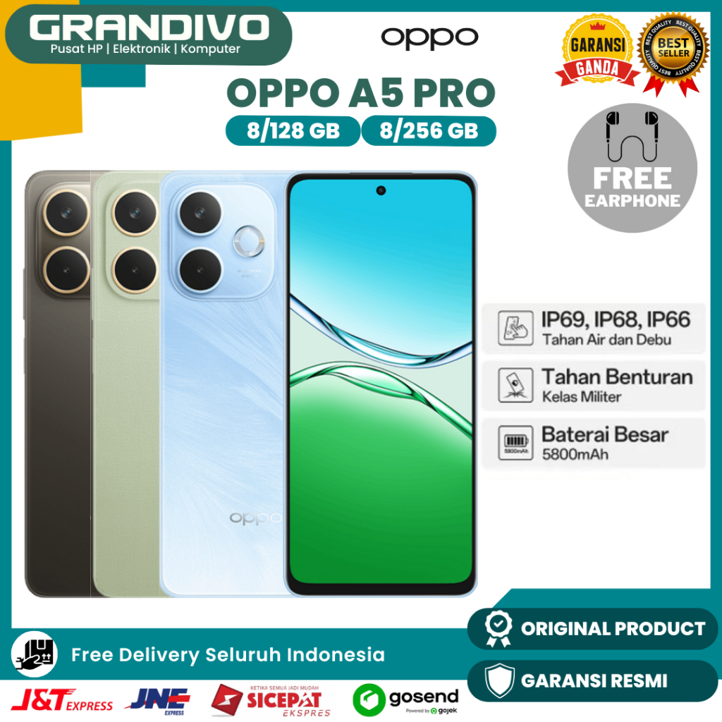 Jual Oppo A5 Pro 8/256 GB Snapdragon 6s Gen 1 IP69 Water Resistant ...