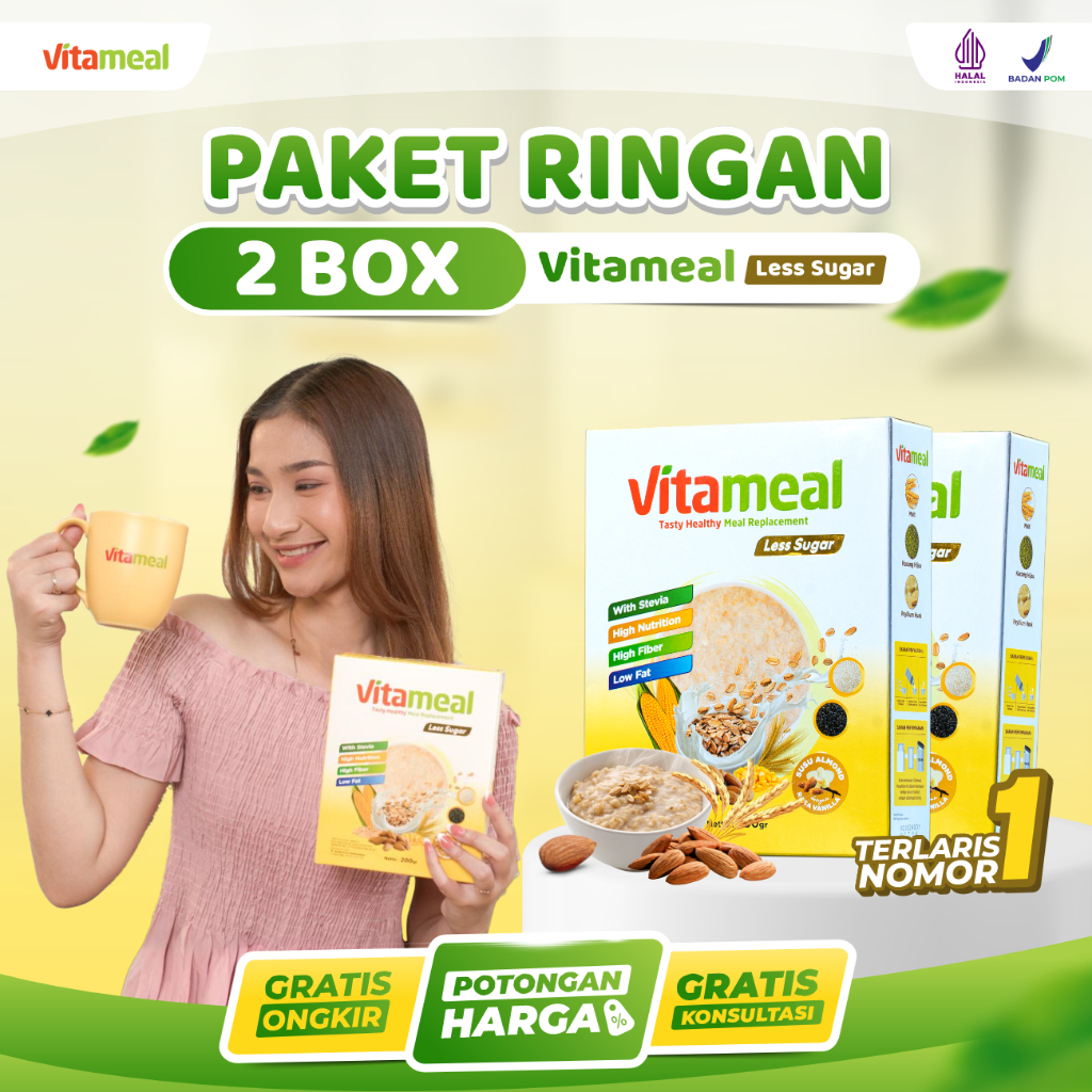 Jual Paket 2 Box - Vitameal Less Sugar Lebih Rendah Gula Membantu ...