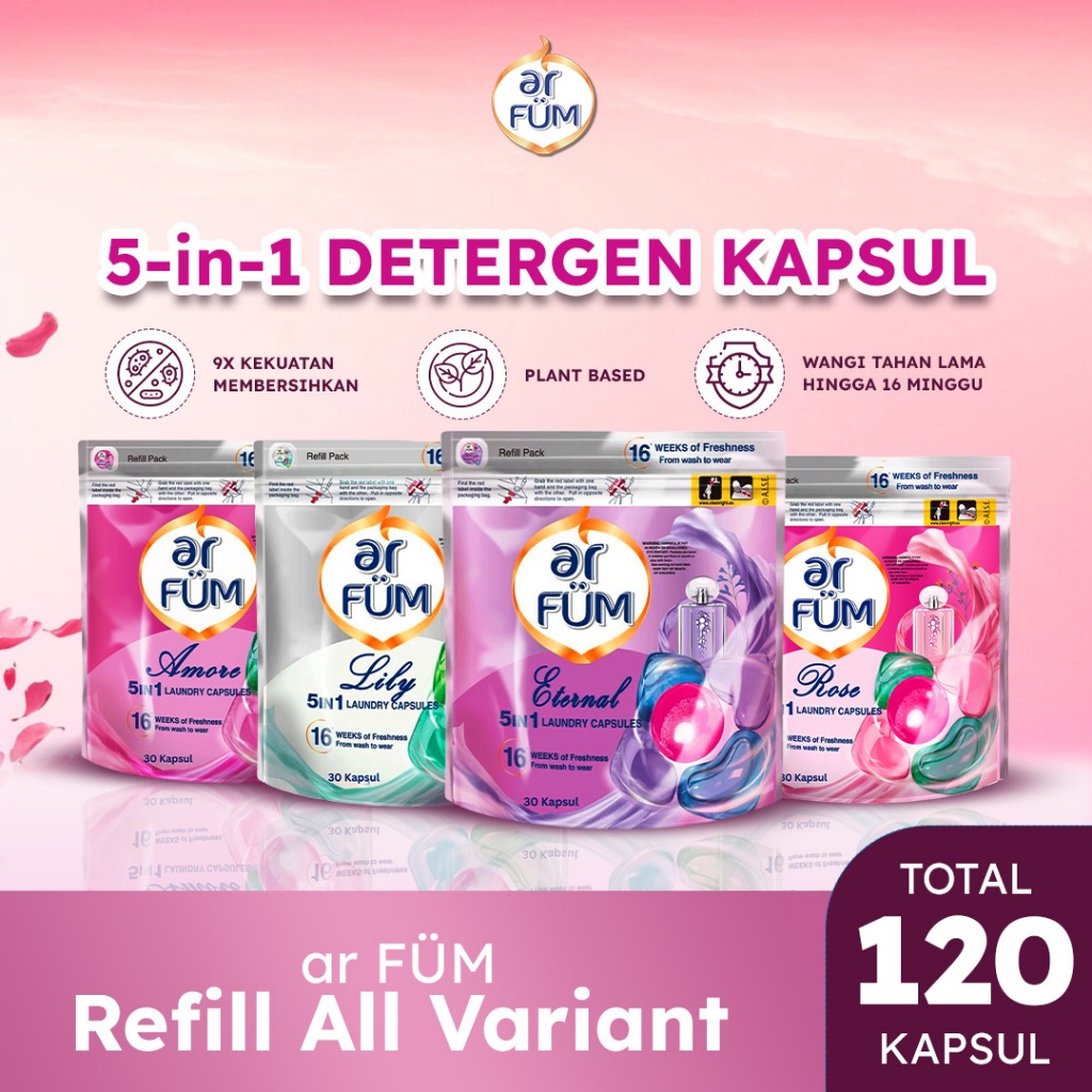 Jual ar FUM All Variant Refill 5 In 1 Detergen Kapsul - isi 120pcs ...