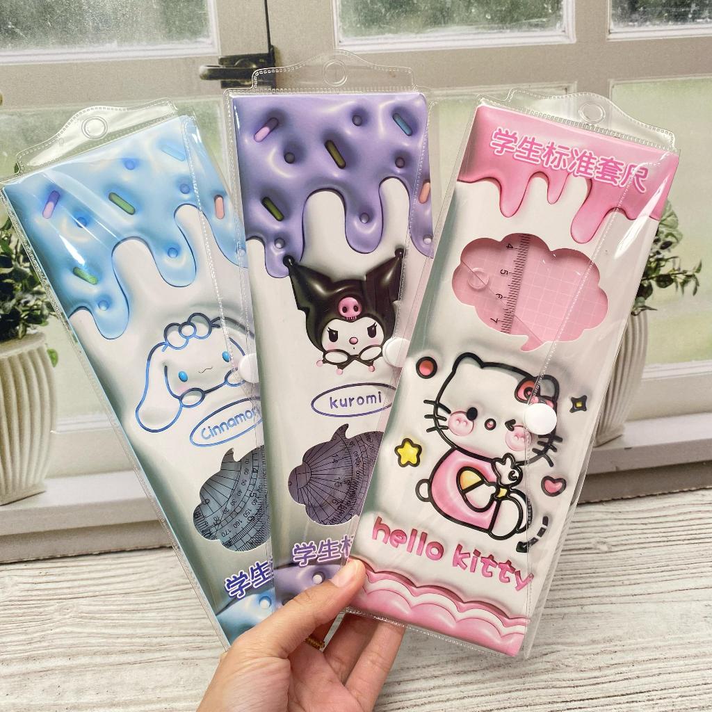 Jual Penggaris Set SANRIO 4 in 1 Lengkap isi 4 Model Garisan Super Cute ...