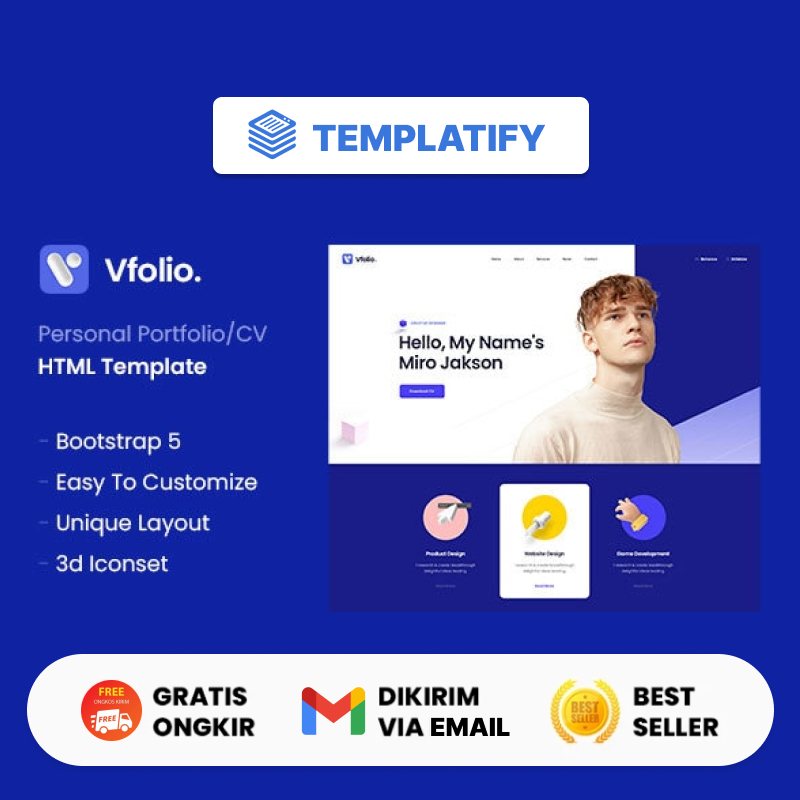 Jual Vfolio - Personal Portfolio/CV HTML Template Website | Shopee Indonesia