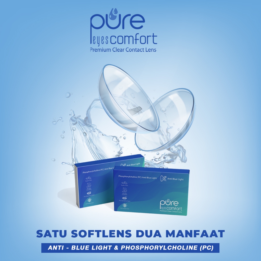 Jual Softlens Bening CLEAR Premium Pure Eyes Comfort Power Mata Minus ...