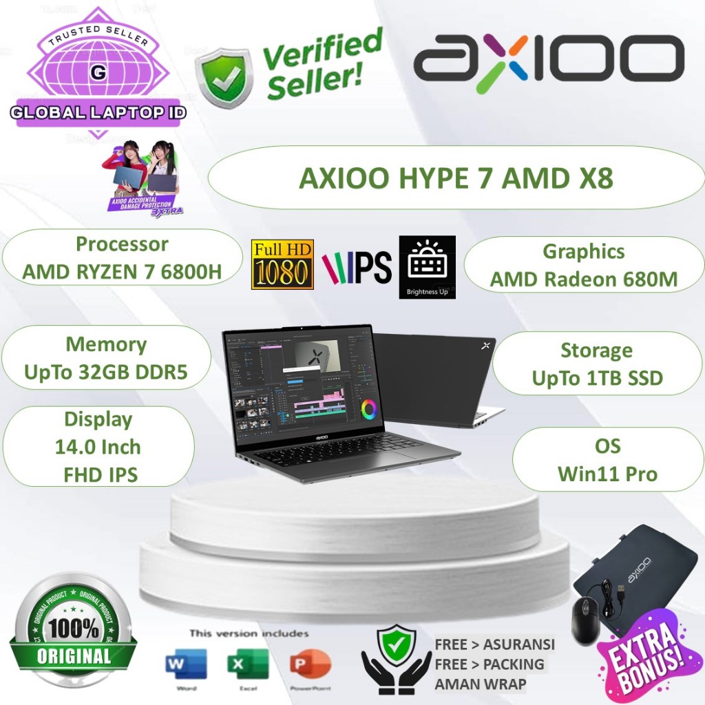 Jual RESMI Laptop AXIOO Hype 7 AMD X8 Ryzen 7 6800H RAM 32GB DDR5 1TB ...