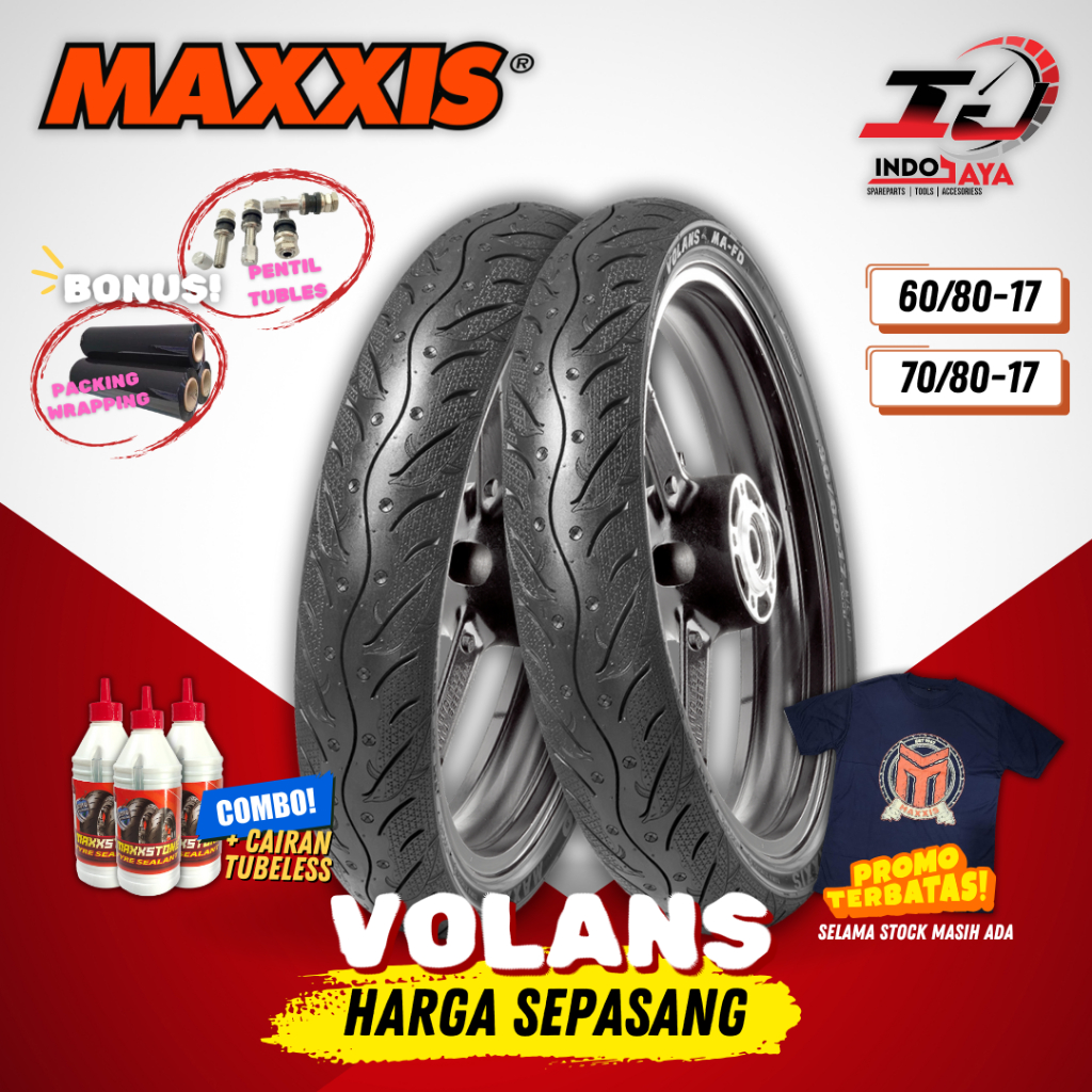 Jual [PAKET MURAH SEPASANG] BAN MAXXIS VOLANS MA-FD TUBELESS (60/80-17 ...