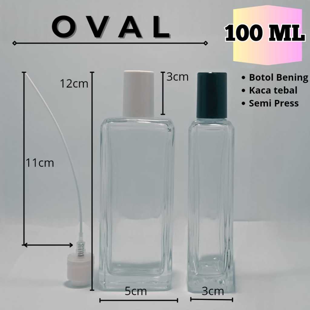 Jual Botol parfum kosong oval semi pres 100ml/Hitam/Putih/New variant ...