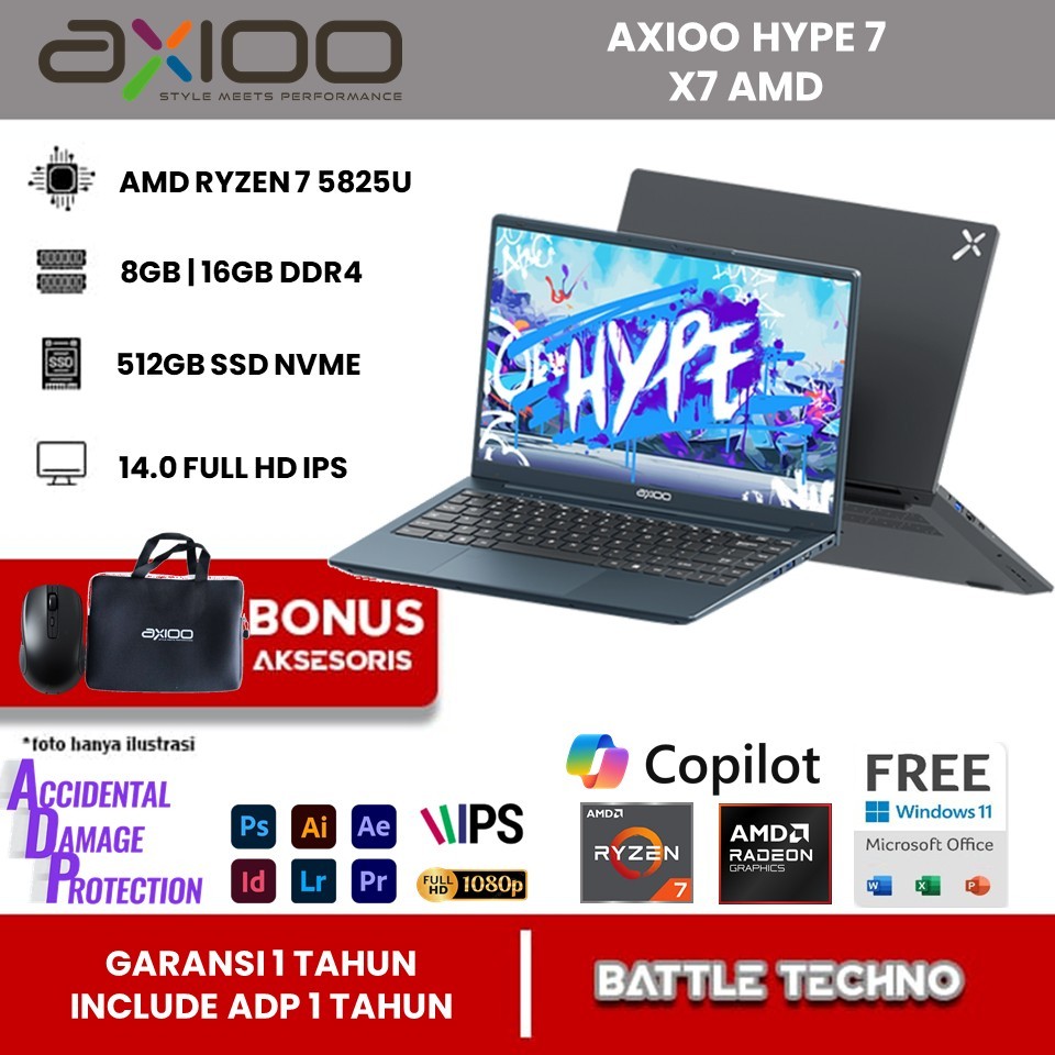 Jual LAPTOP AXIOO HYPE 7 X7 AMD RYZEN 7 5825U RAM 32GB 512GB SSD14.0 ...