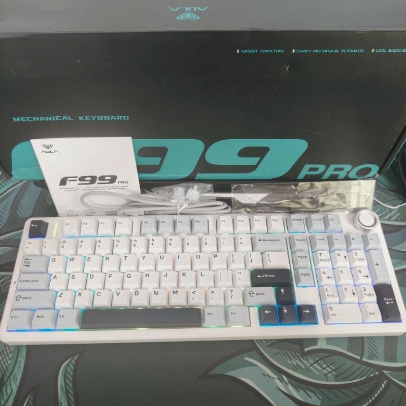 Jual Keycaps Aula F99 Pro - 99 Keys, White Blue Grey | Shopee Indonesia