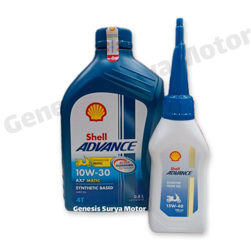 Jual Jon Oli Shell Advance AX7 Matic 10W30 0.8LT paket Oli Gear Shell ...