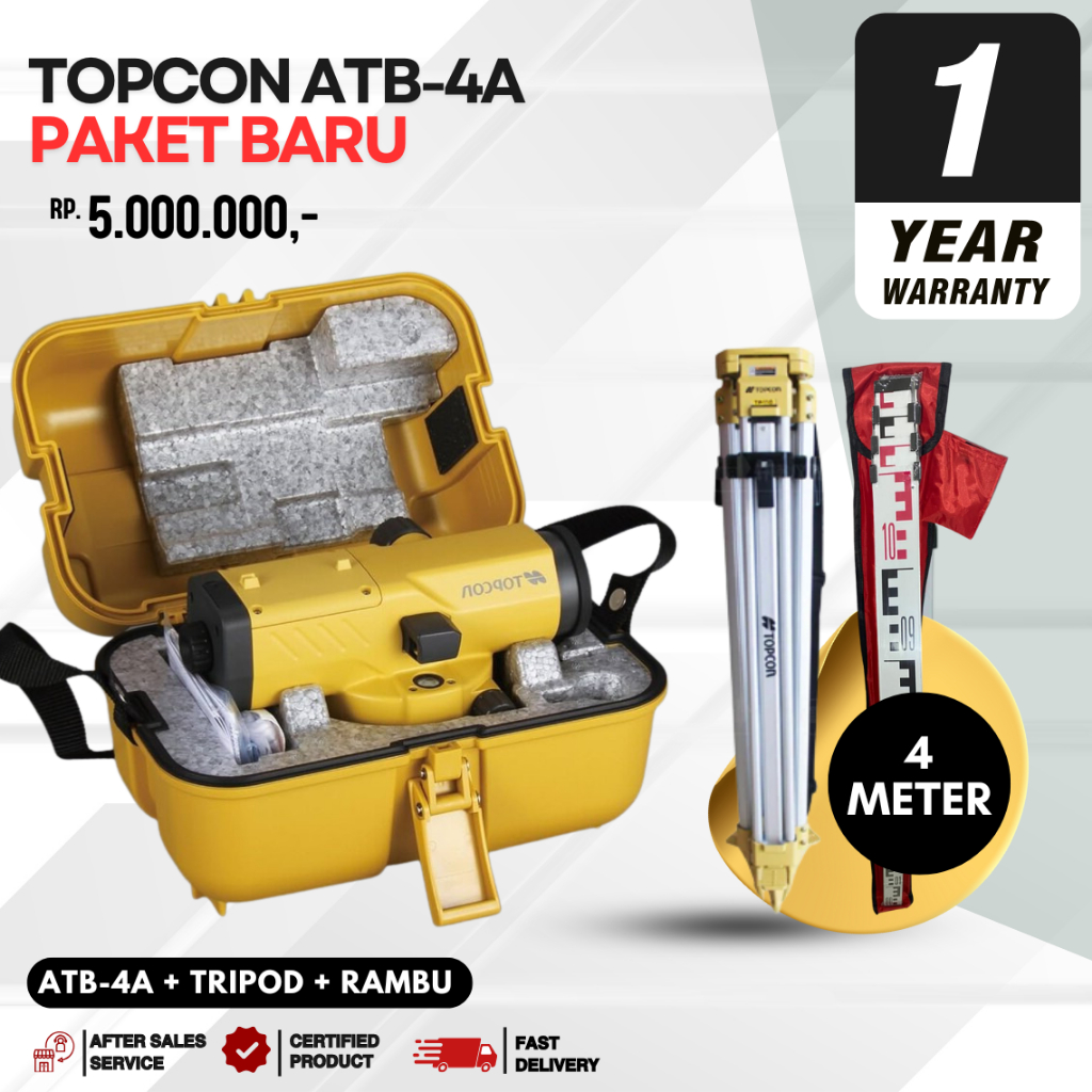 Jual Topcon ATB4A Automatic Level / Waterpass ATB4A - Paket Tripod Rambu 4 m | Shopee Indonesia