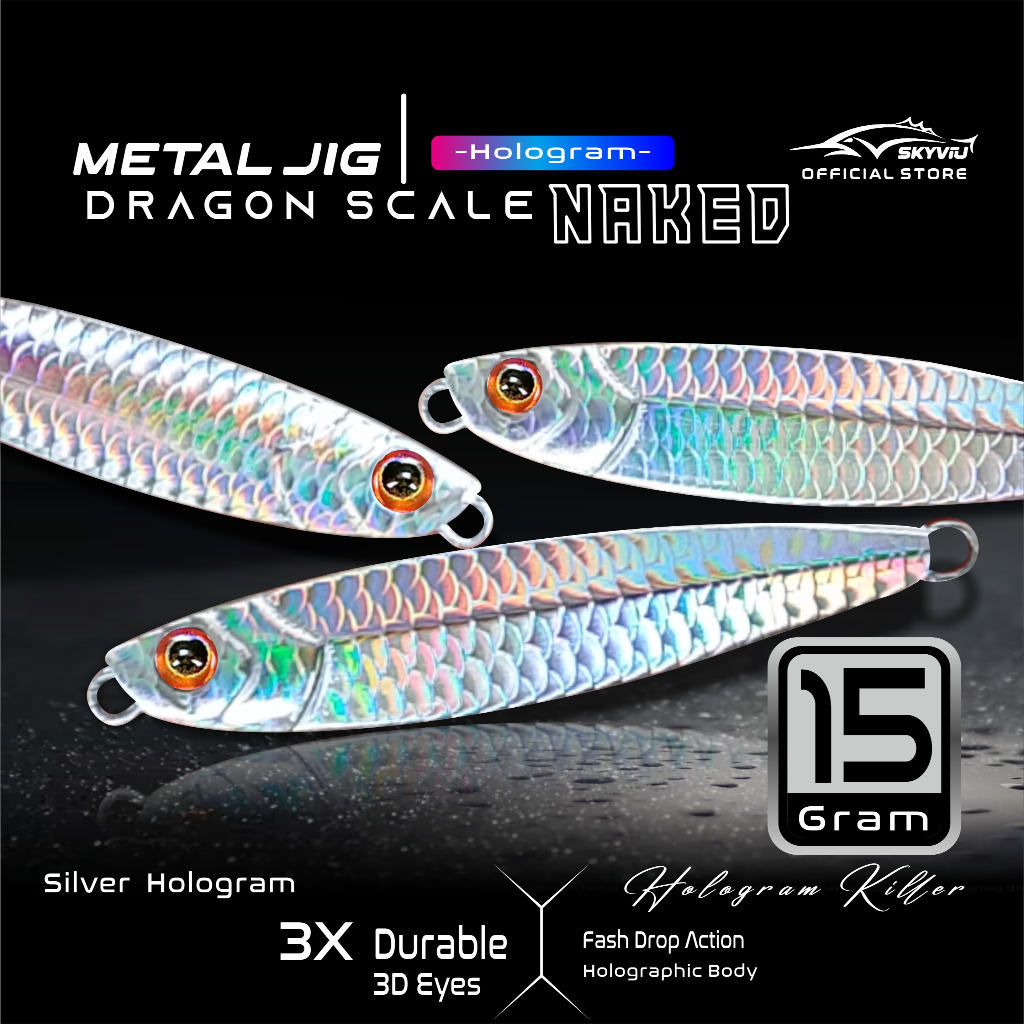 Jual 1 pcs Umpan Castjig Micro Jig 15 Gram Silver SKYVIU JIGPARA Hologram Killer Metal Jig 15g ...