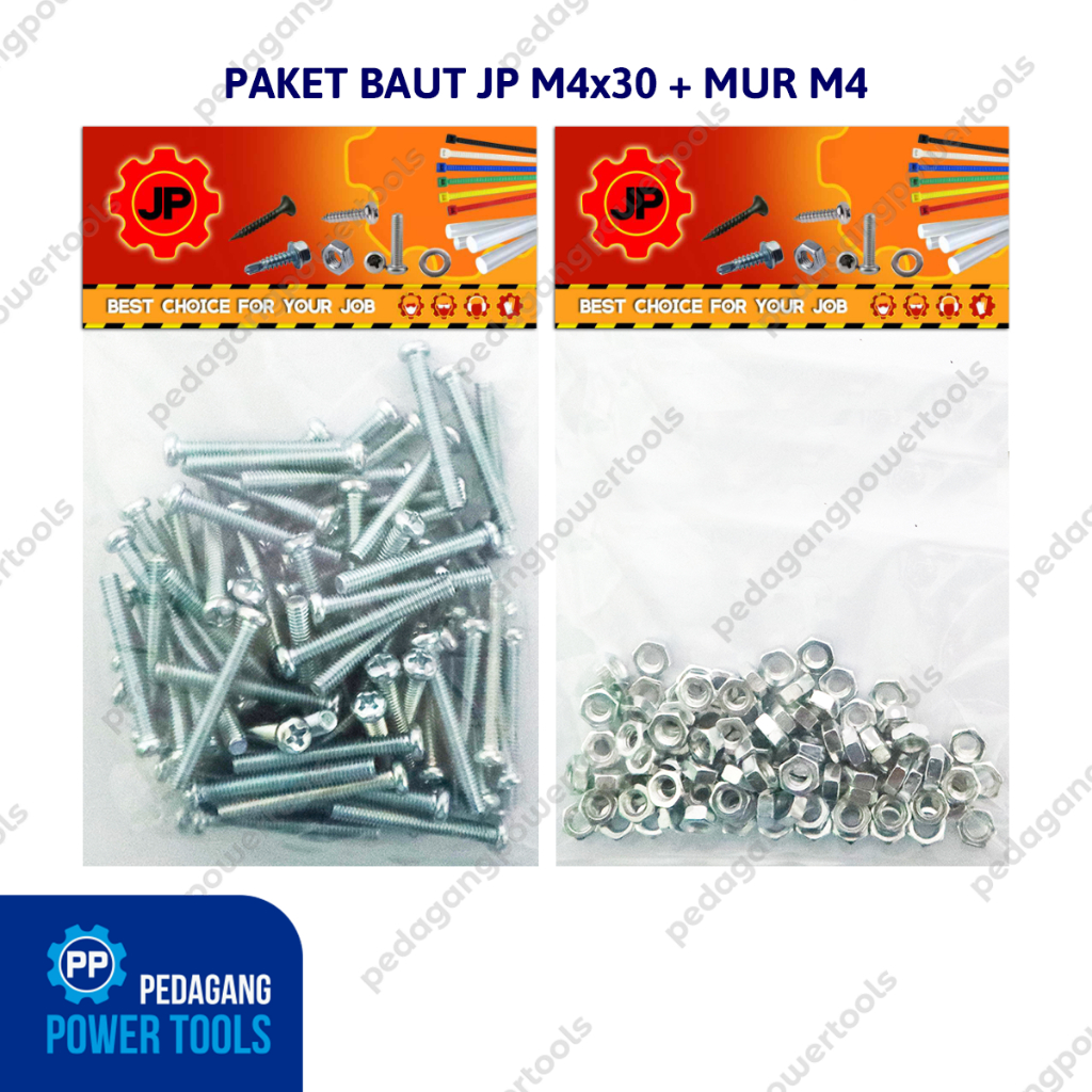 Jual PAKET 2 SET BAUT MUR 4x30 BAUT JP M 4 x 30 MM MUR M4 SKRUP ISI 100 PCS | Shopee Indonesia