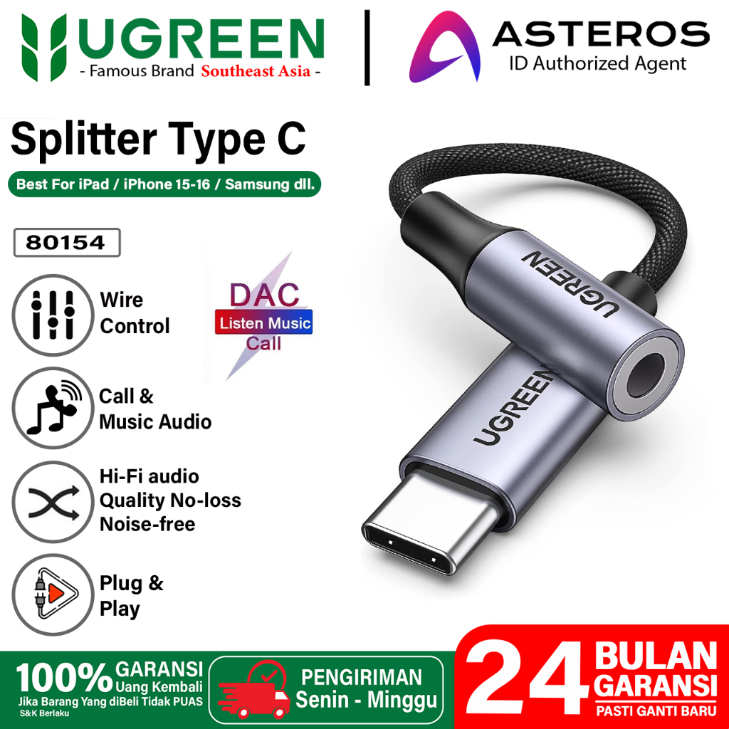 Jual UGREEN Splitter Converter iPhone 15 16 Type C to Jack 3.5mm DAC Audio Adapter | Shopee ...
