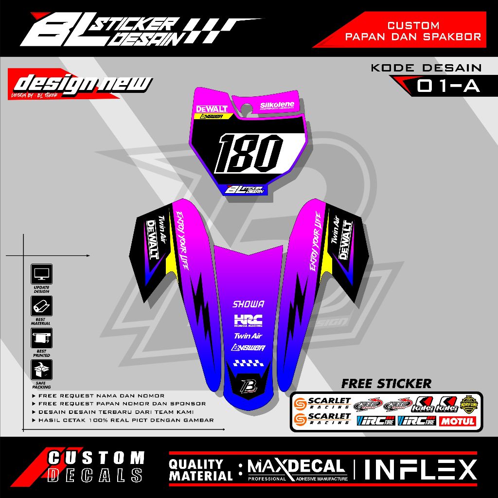 Jual (COD) STIKER CUSTOM PAPAN NOMOR START+SPAKBOR DEPAN ALL CUSTOM ...