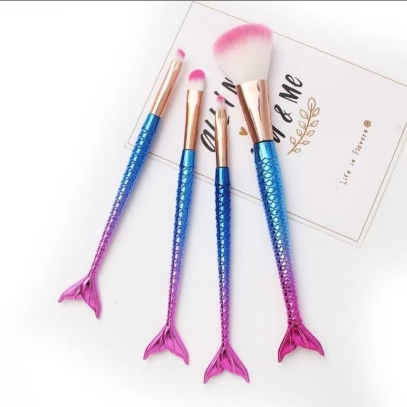 Jual MINISO BALI | Brush Make Up Set Mermaid Brush Set 4 Pcs Kuas Make ...