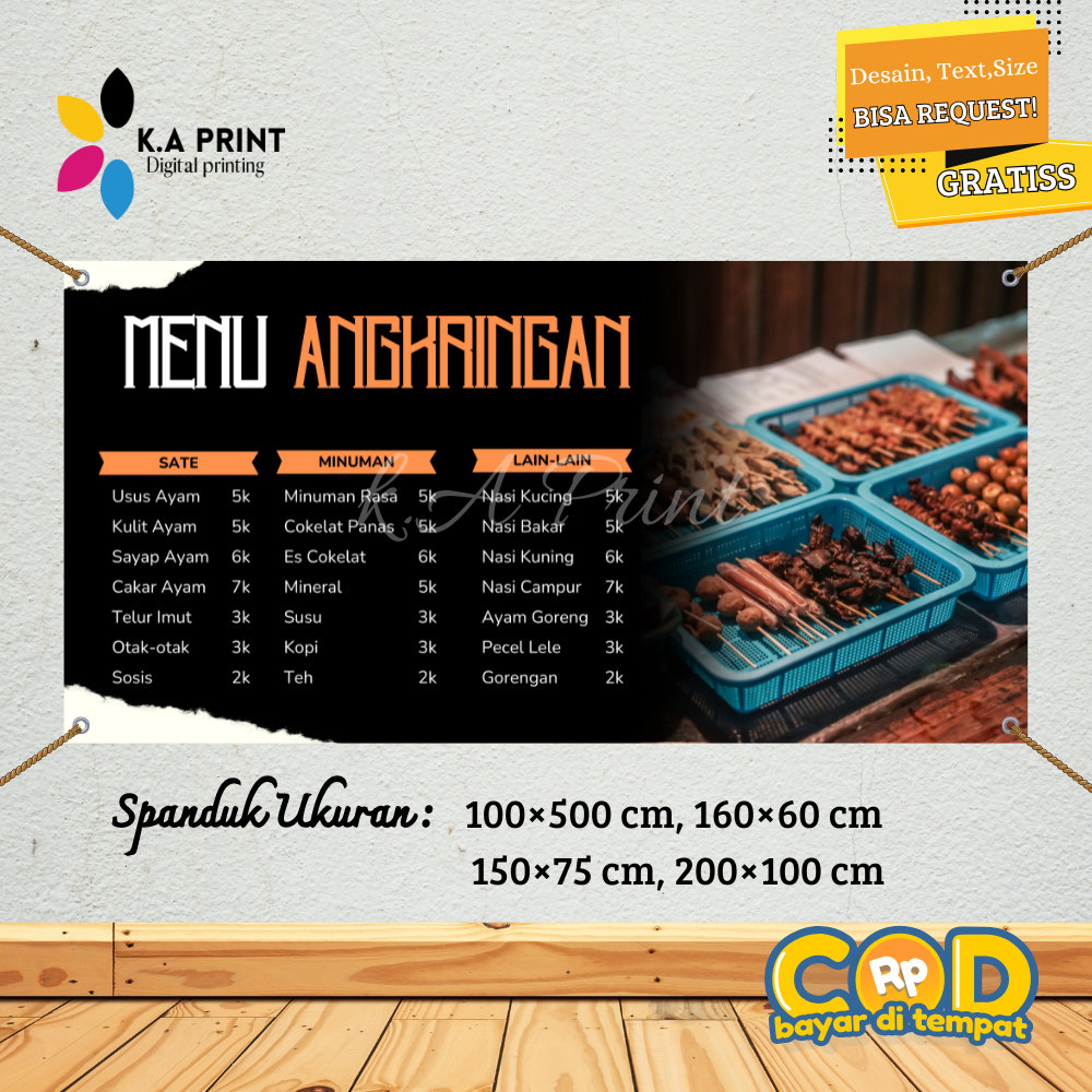 Jual Cetak Spanduk Banner Jualan Angkringan Menu Angkringan Hitam ...