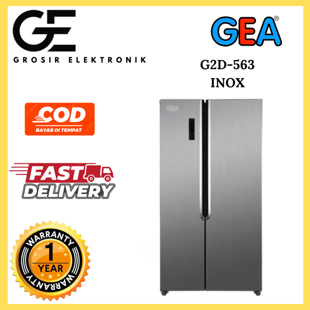 Jual KULKAS GEA G2D-563 KULKAS 2 PINTU SIDE BY SIDE MURAH G2D-563 - INOX | Shopee Indonesia