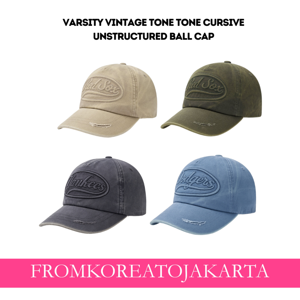 Jual M LB Varsity Vintage Tone Tone Cursive Unstructured Ball Cap ...