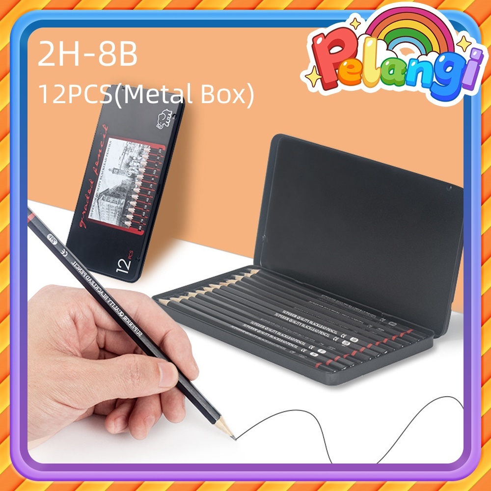 Jual 12 pcs/kotak Pensil gambar sketsa set lengkap 2H H F B HB 2B 3B 4B 5B 6B 7B 8B Pencils Set ...