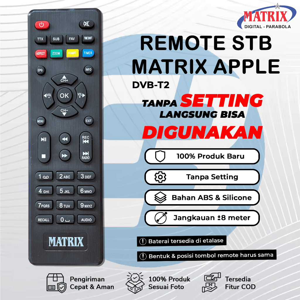 Jual REMOTE REMOT STB RECIEVER DVB-T2 MATRIX APPLE HD MERAH | Shopee ...