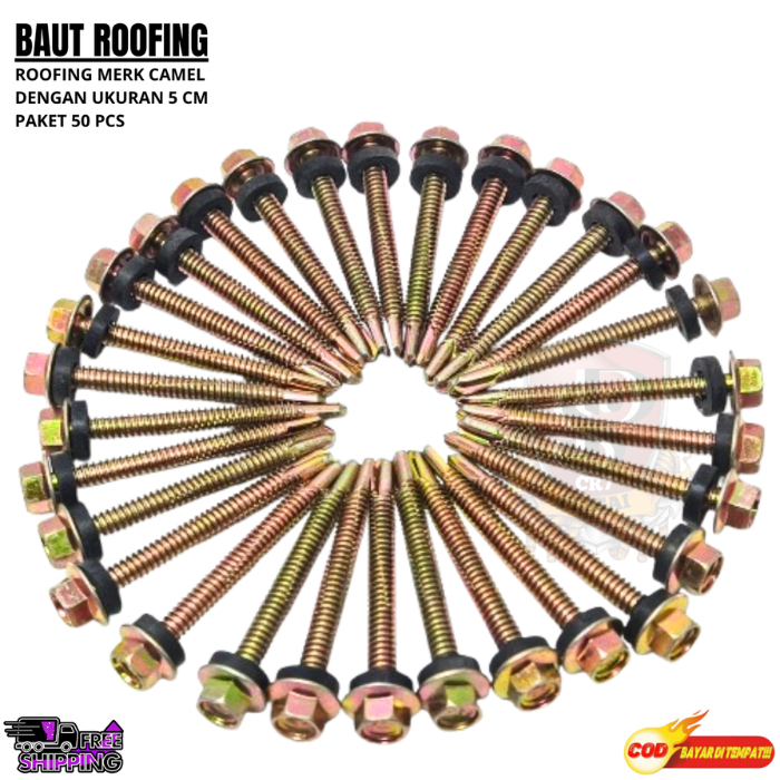 Jual Baut Roofing 5cm 1Bungkus isi 50pcs /Skrup Roofing / Baut Atap ...