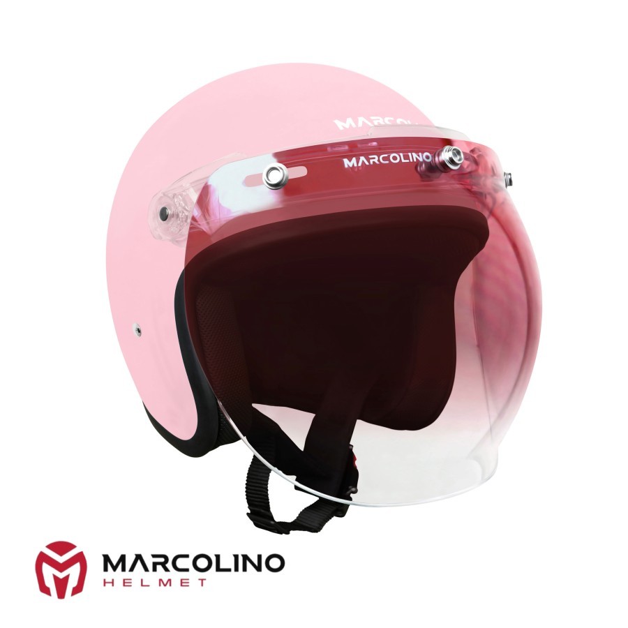 Jual Helm Bogo Retro Marcolino Pastel Pink SNI Bubble Visor by JMC ...